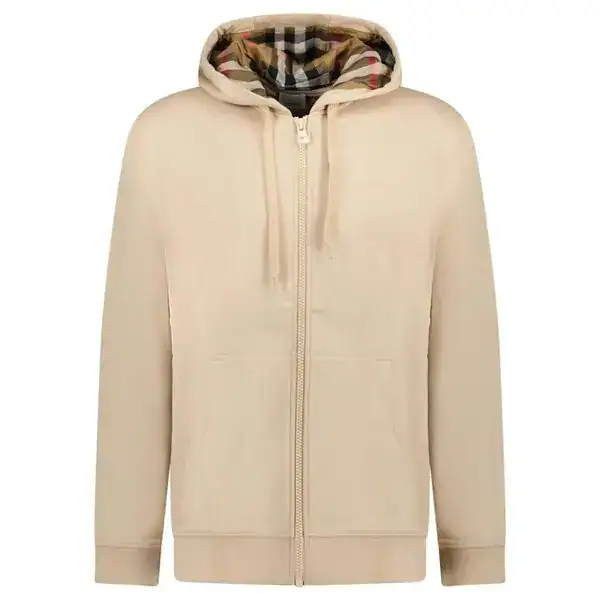 Burberry Embroidered Logo Zip Hoodie - Soft Fawn | Editorialist